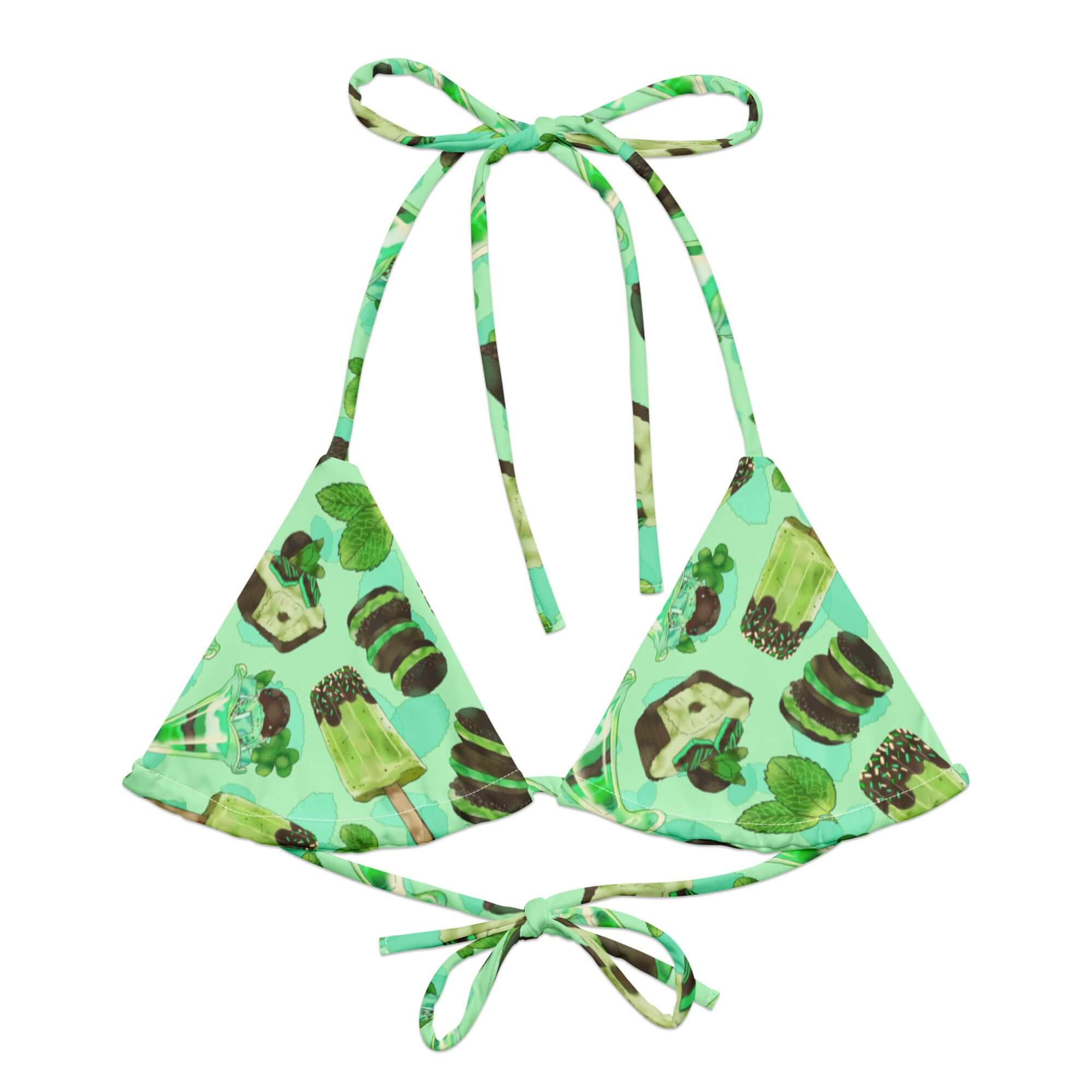 Choco Mint Padded String Bikini Top - Koibito Clothing